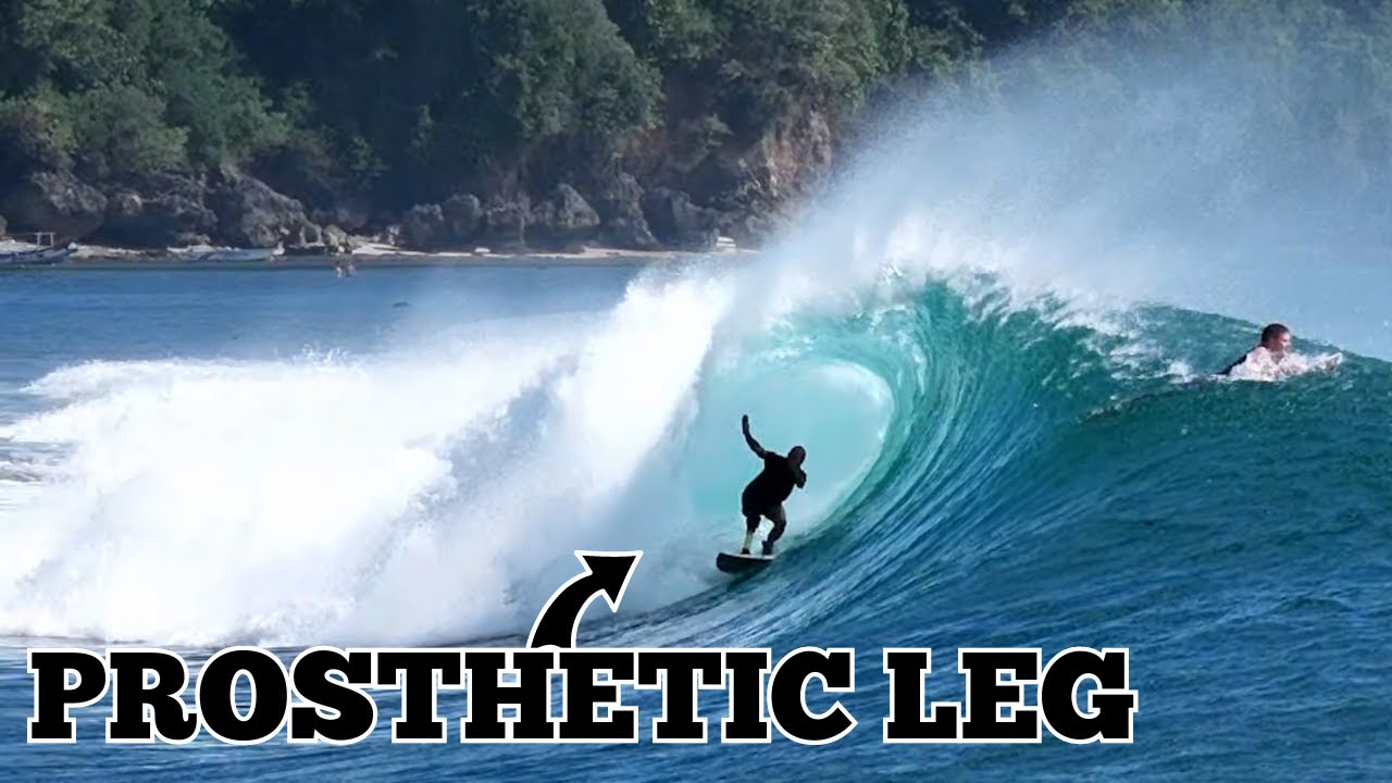 One-Legged Surfer Goes For Broke at Padang Padang - YouTube