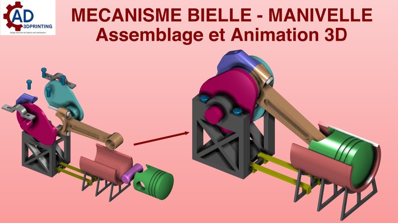 [11/12] – Mécanisme bielle manivelle : Assemblage et animation 3D - YouTube