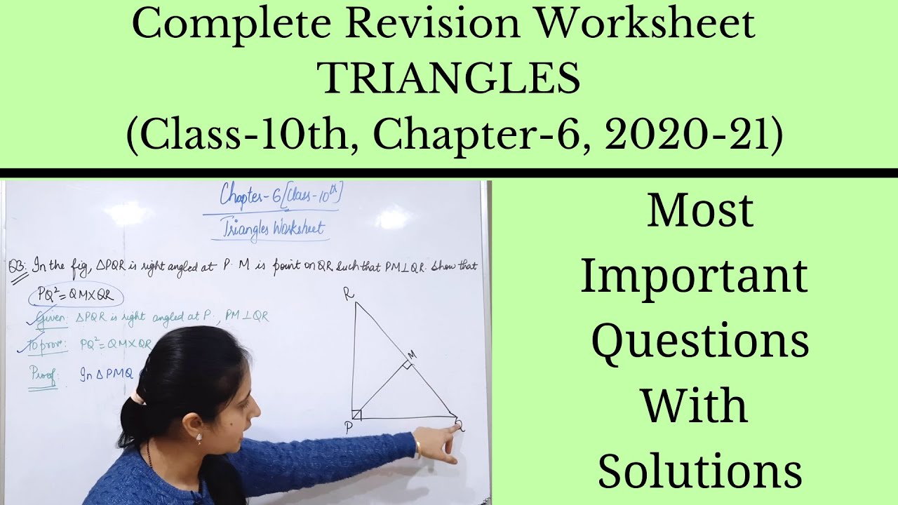 Triangles || Class 10th Chapter 6 || Complete Revision Worksheet ...