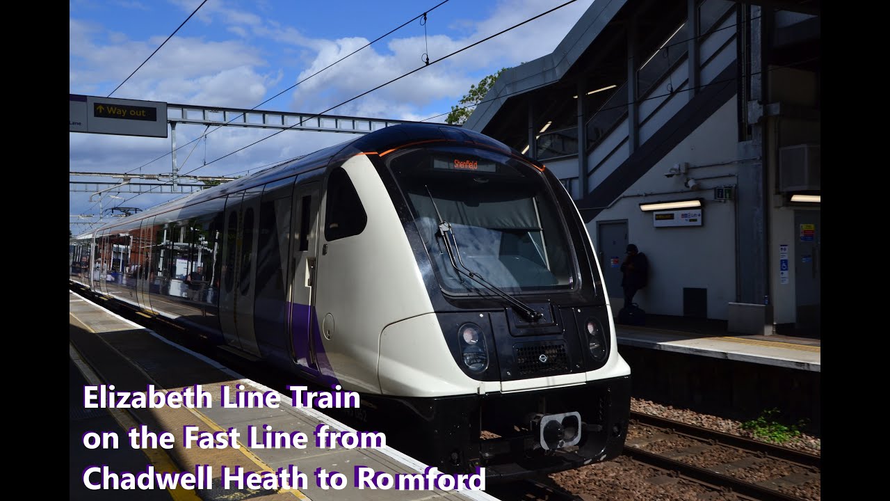 Elizabeth Line Train on the Fast Line from Chadwell Heath to Romford ...
