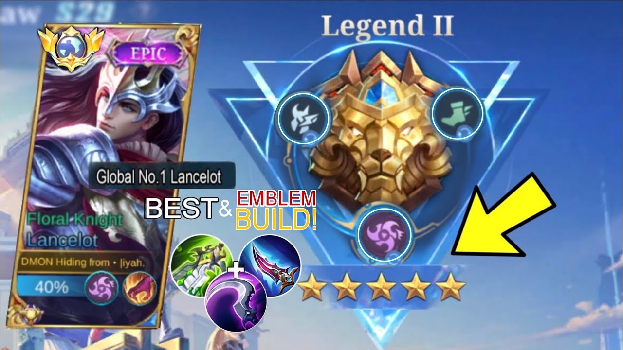 LANCELOT BEST BUILD & EMBLEM FOR NEW UPDATE!! (old lance script) [crazy ...