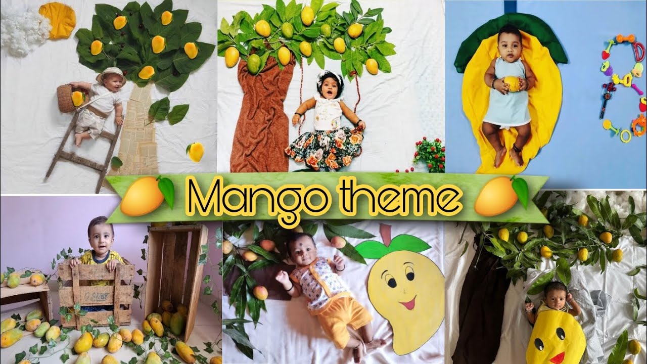 Summer season mango theme baby photoshoot ideas at home । diy baby ...