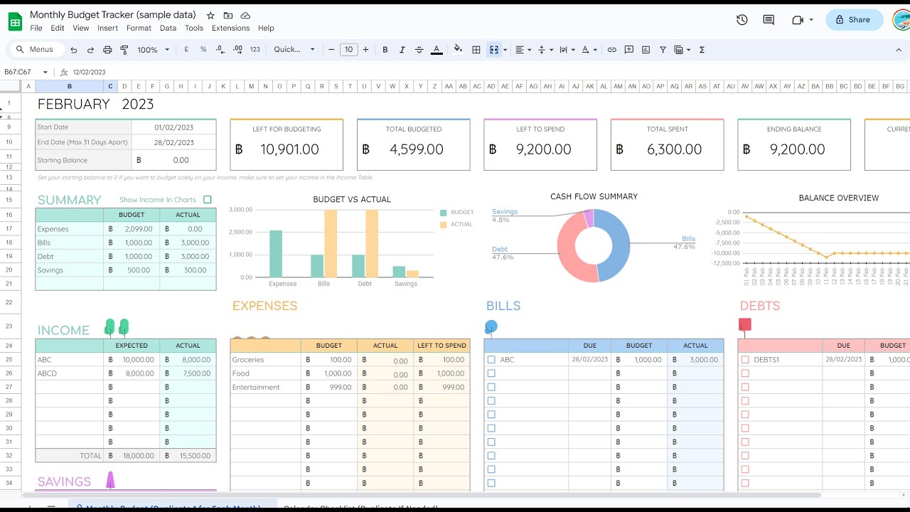 สอน Monthly Budget Tracker - YouTube