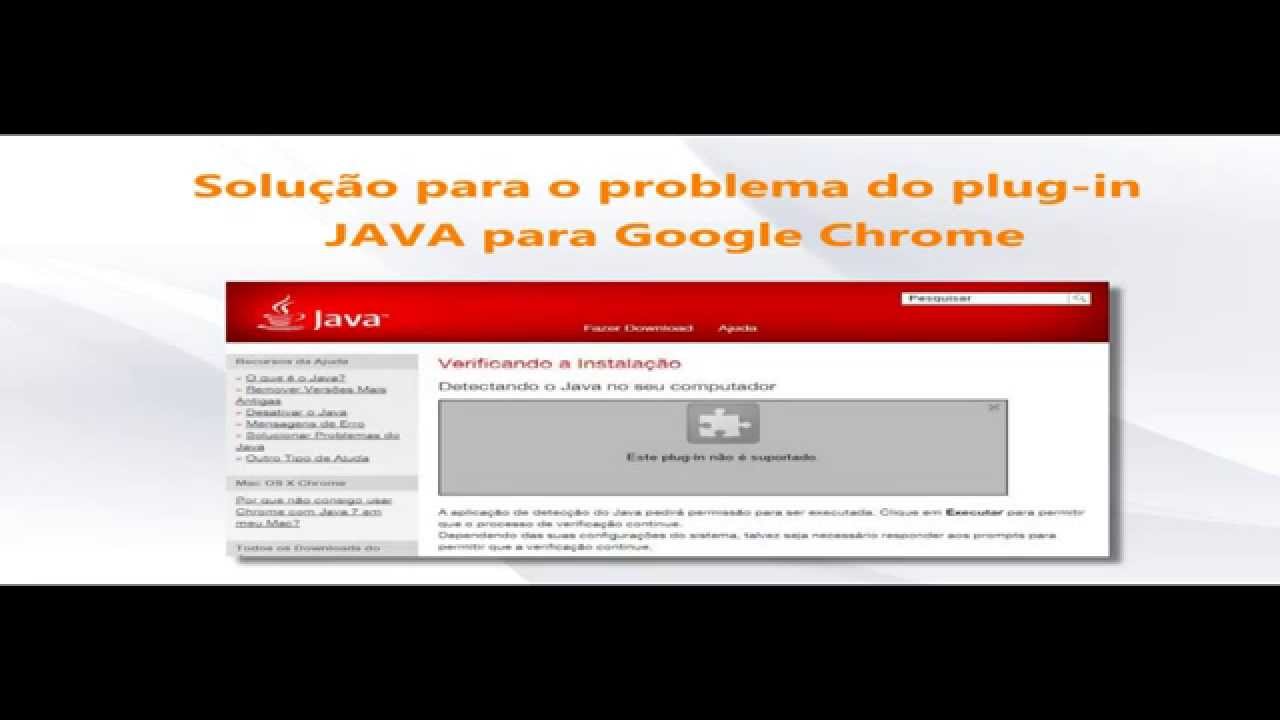 SOLUÇÃO - JAVA - "Este plugin não é suportado" - YouTube