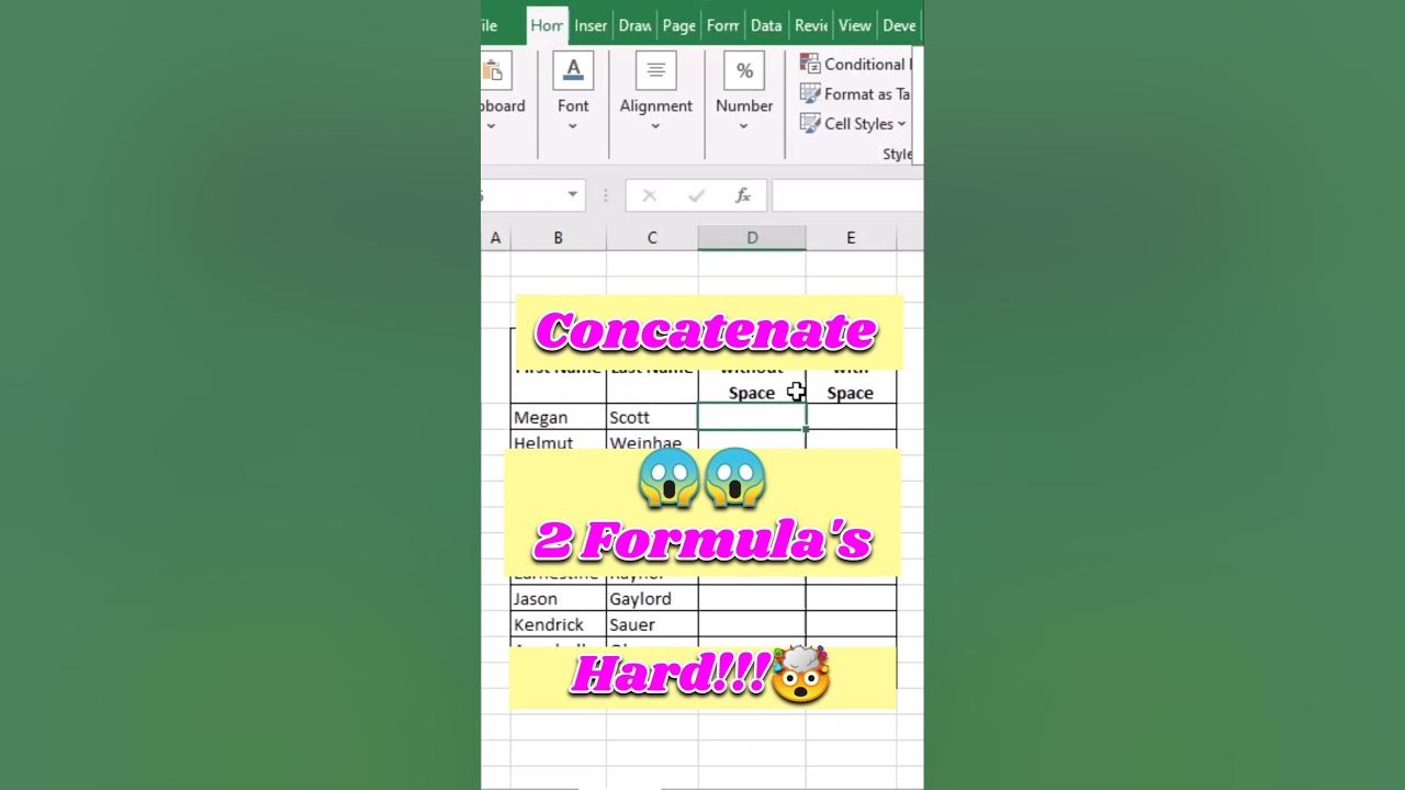Excel CONCAT vs " " - Space or No #excel#shorts#viralshorts#trendingshorts#datascience# ...