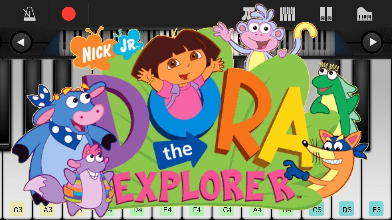 Dora the explorer Theme song easy piano tutori - YouTube