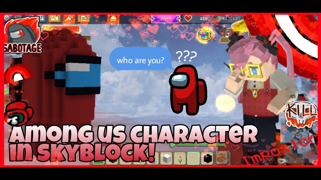 Among us (red) character in skyblock (Part 1) : Blockman go Blocky mods ...