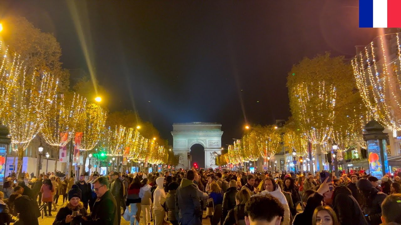 🇫🇷🎄 【HDR 4K】Paris Christmas Walk - L'Arc de Triomphe to Tuileries thru ...