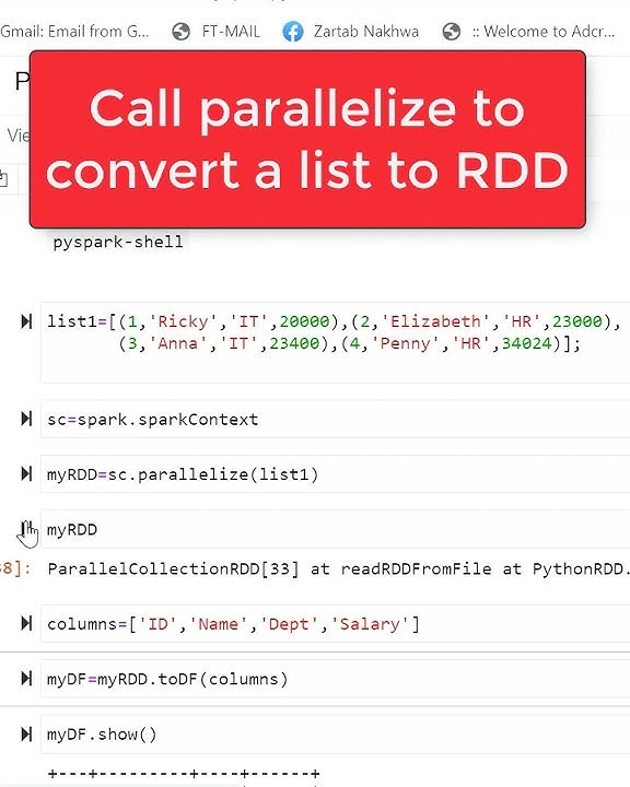 Converting a Python List to DataFrame in Pyspark #pyspark #hadoop #python #bigdata #shorts - YouTube