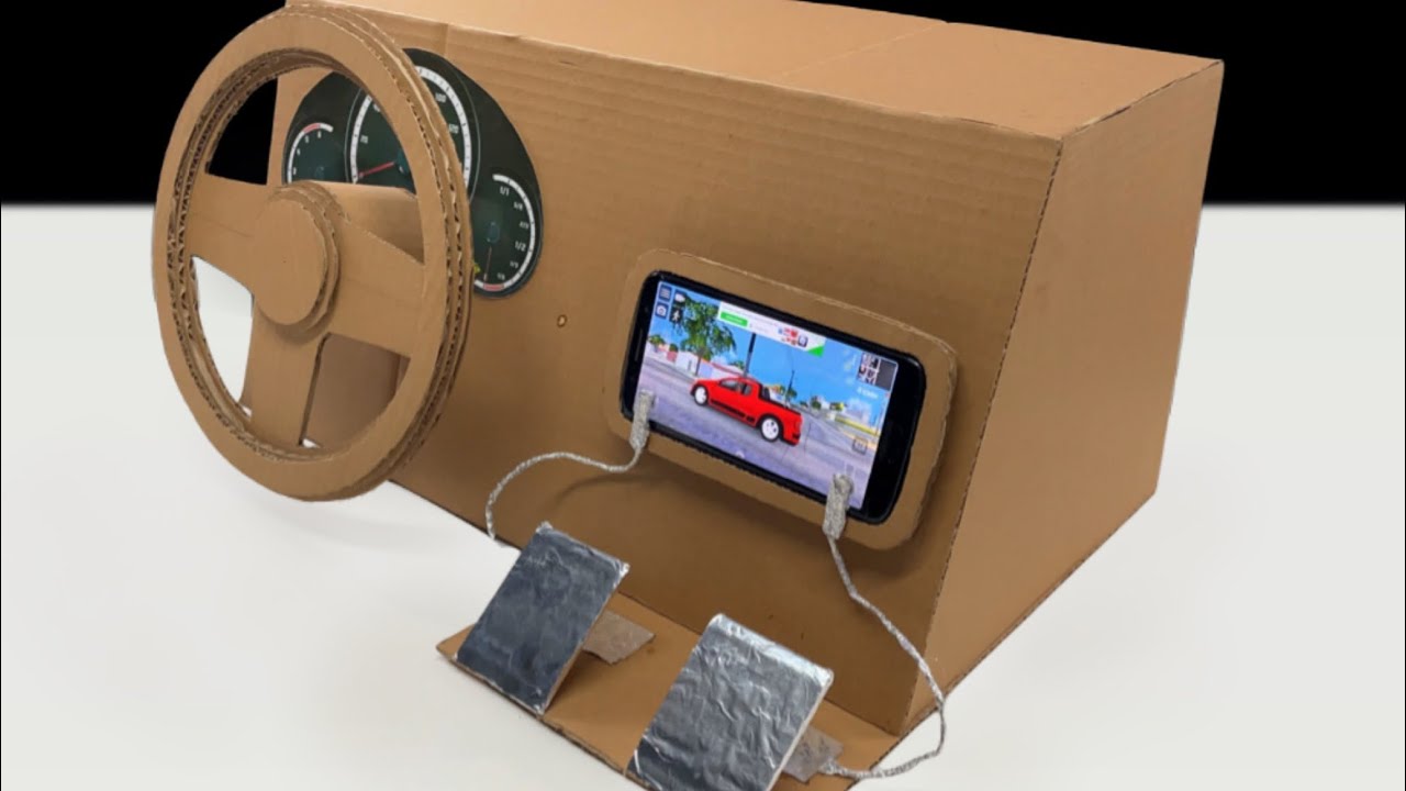 COMO HACER UN VOLANTE CON ACELERADOR Y FRENO PARA JUEGOS DECOCHES - YouTube