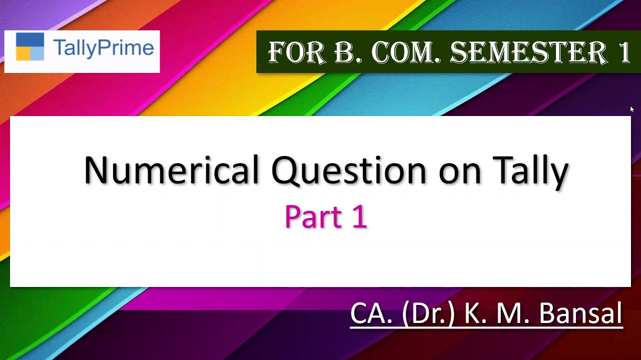 Numerical Question on Tally Prime (Part 1) - YouTube