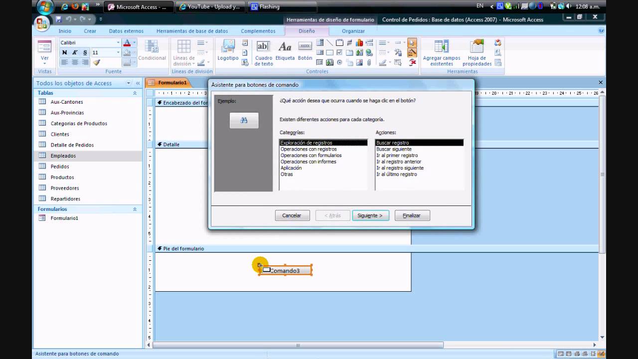 MsAccess 2007, Formularios con botones de comando - YouTube