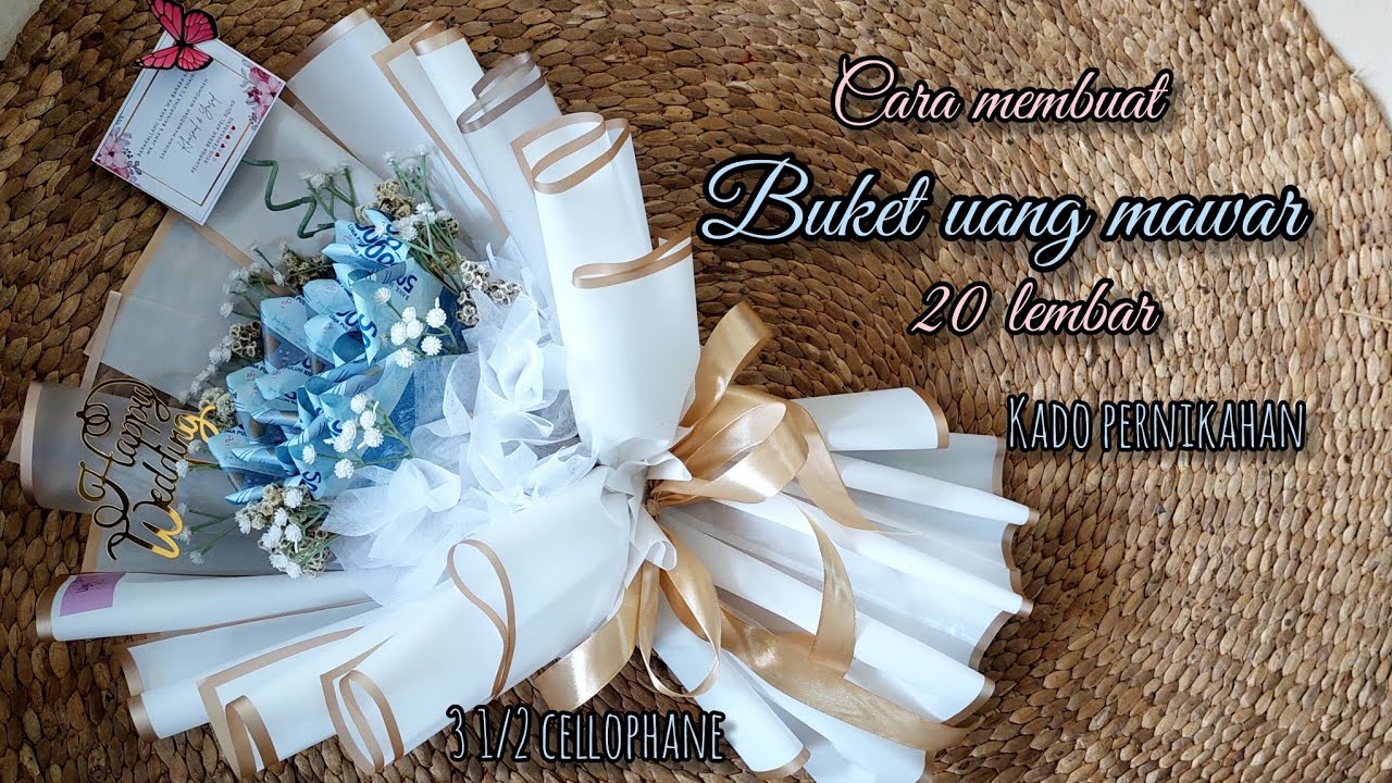 cara membuat buket uang mawar 20 lembar kado pernikahan - YouTube