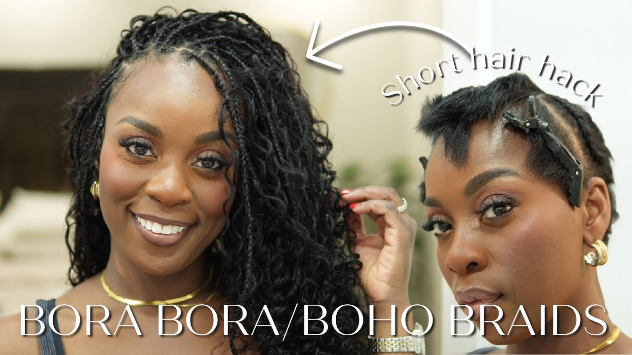 How I Did Boho/Bora Bora Braids On My Short Pixie Cut| Clip In Method that Saves Time! - YouTube