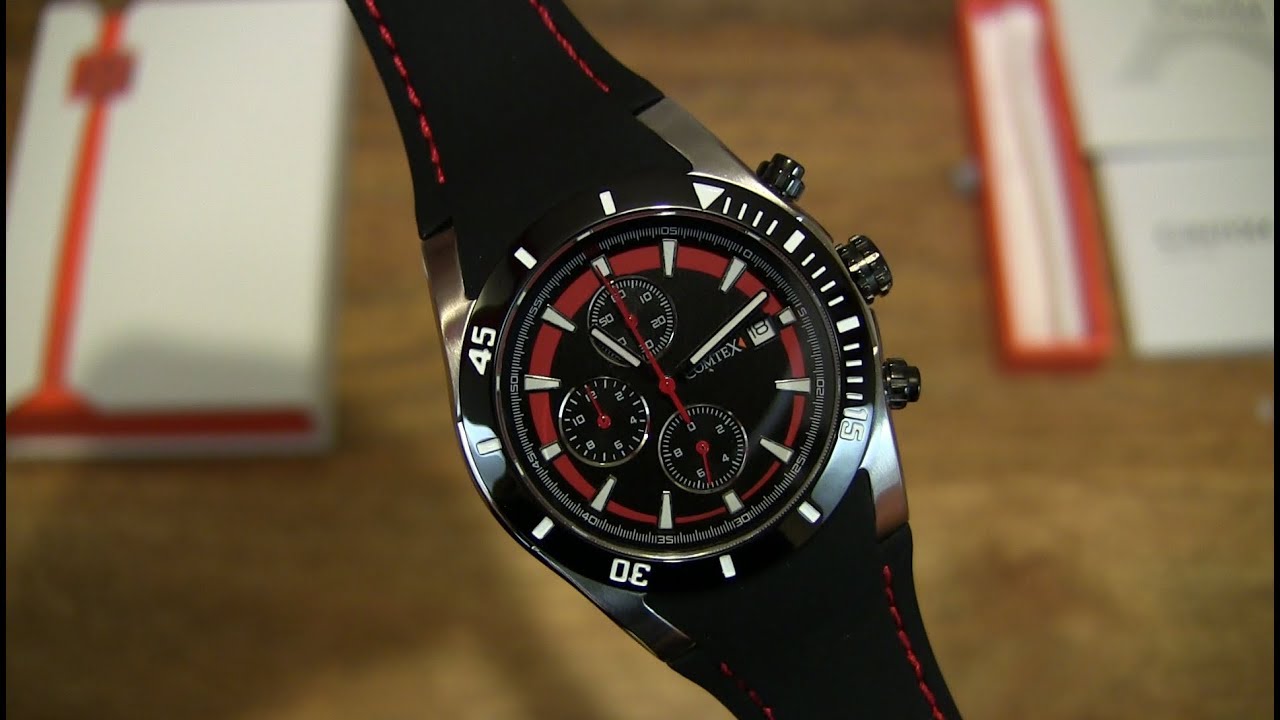 Comtex Mens Black Dial Chronograph Sports Watch - YouTube