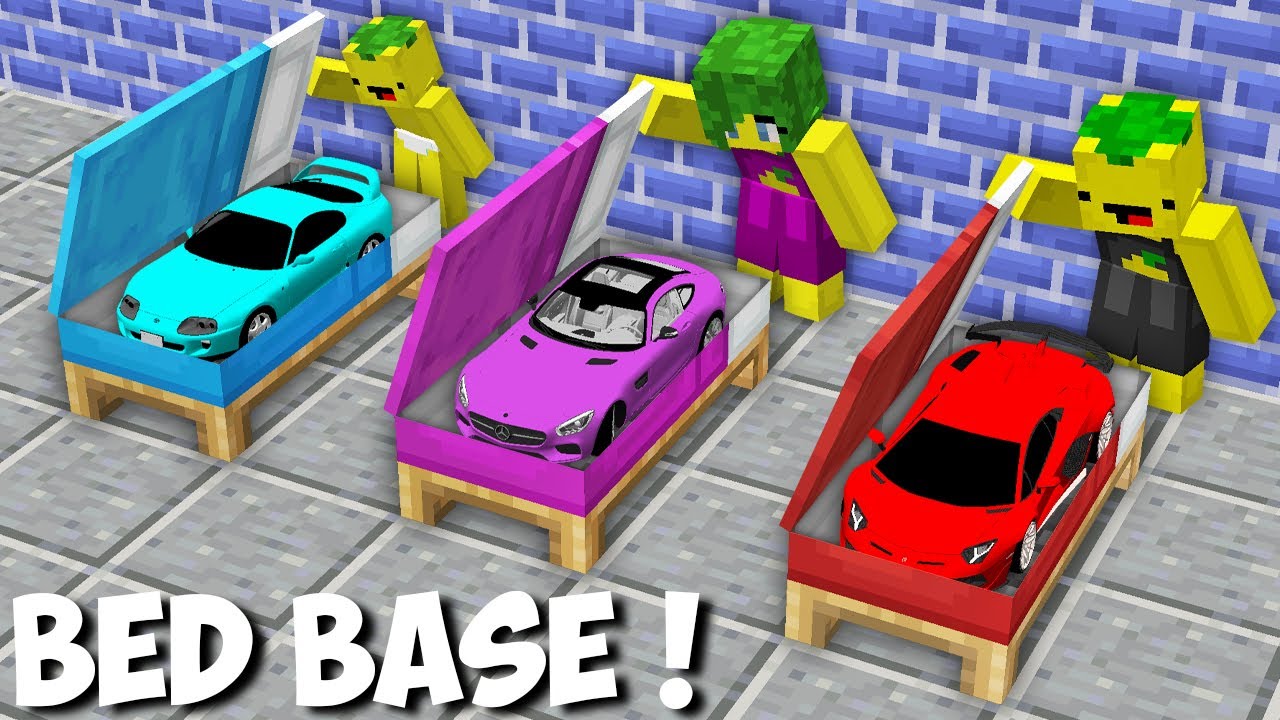 My family FOUND RAREST CAR INSIDE THE BED in Minecraft ! VEHICLE BASE ...
