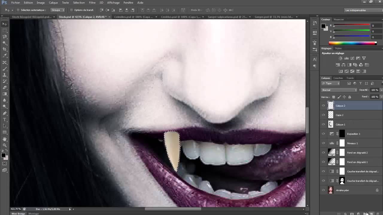 photoshop tuto n°2:vampire photo effect - YouTube