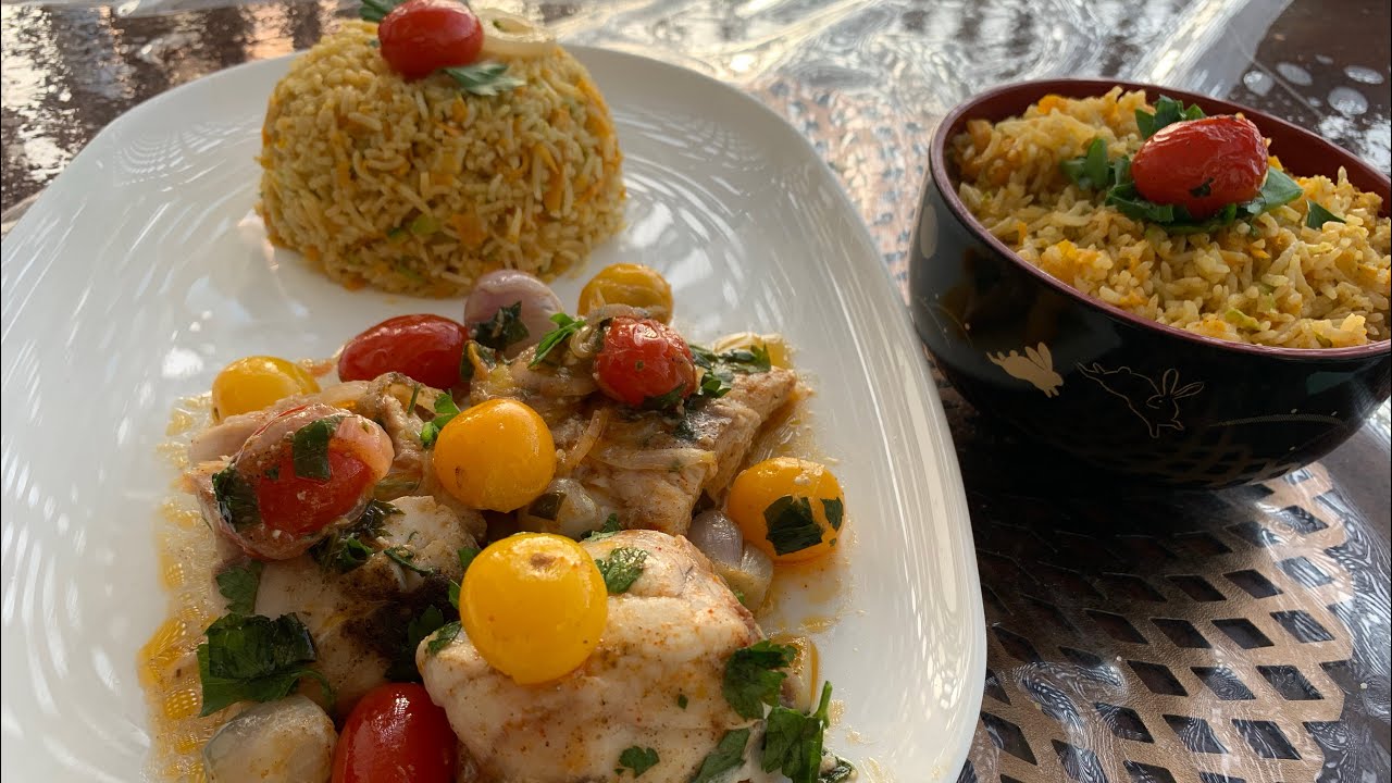 Poisson filet rapide riz légumes - YouTube