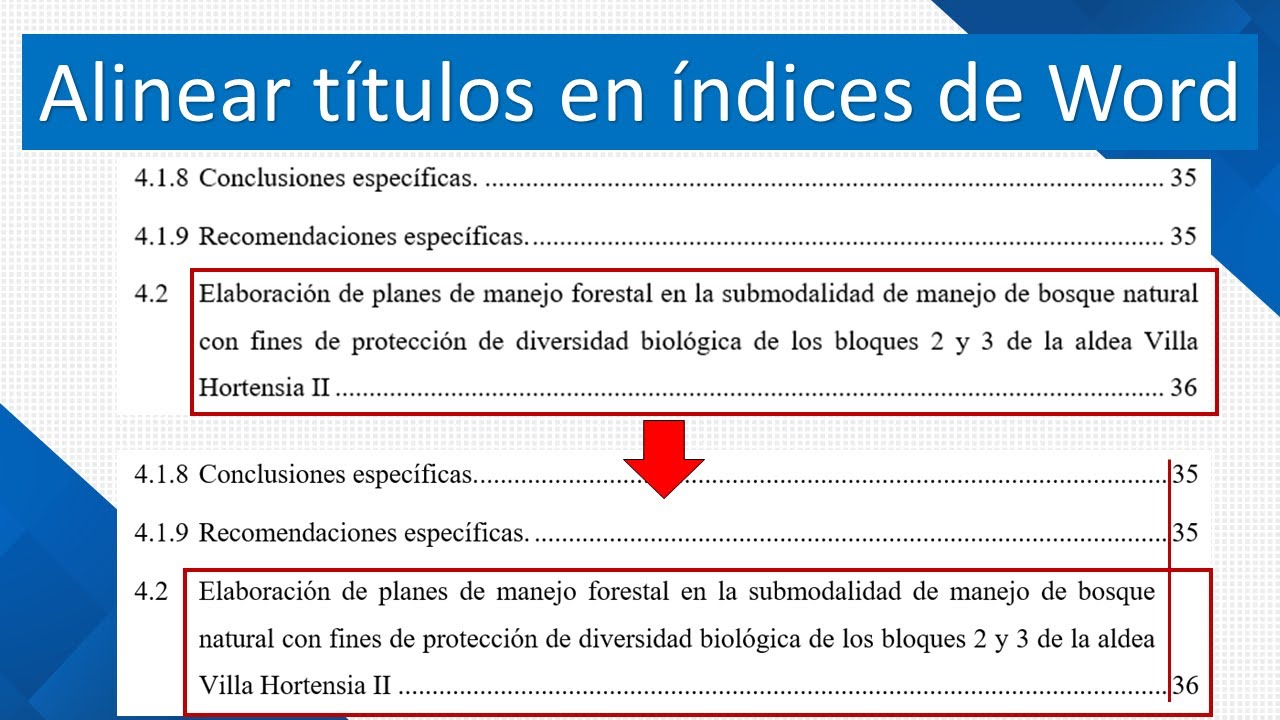 Alinear títulos en índices de Word - YouTube