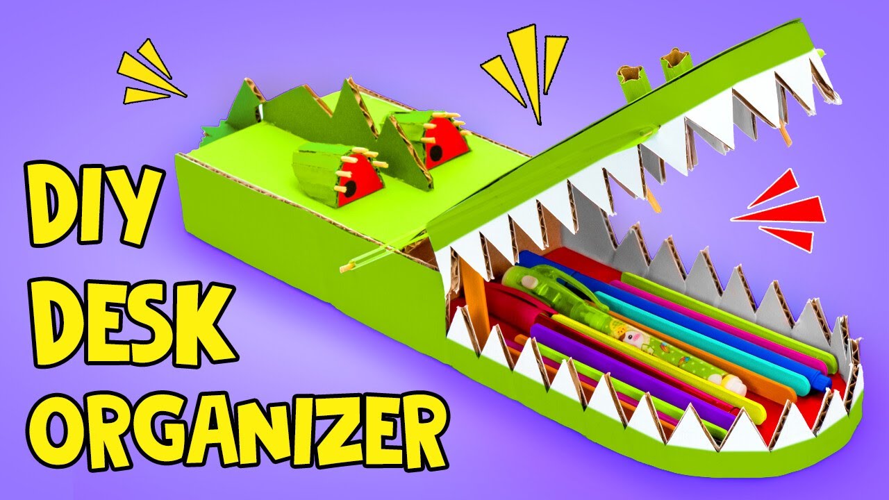 🐊 Croc Your Desk! Cardboard Organizer DIY - YouTube