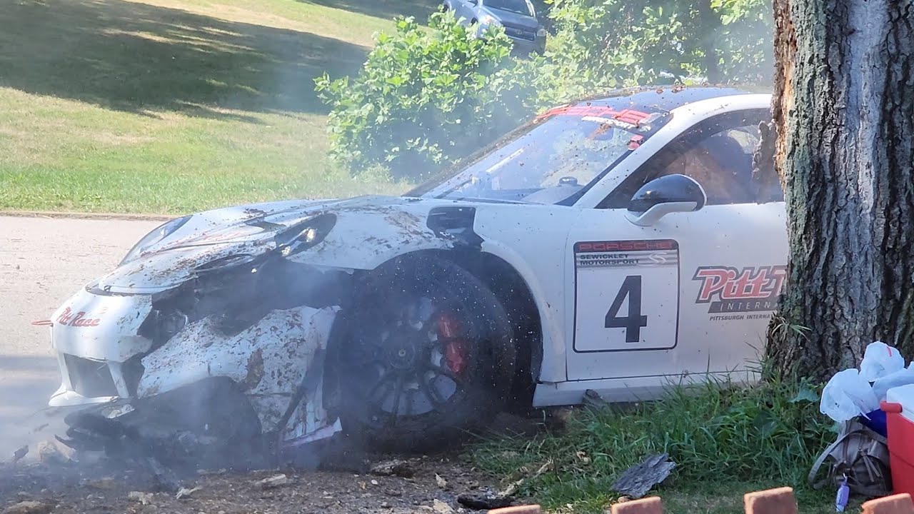 Porsche 911 GT3 RS Crash at Pittsburgh Vintage Grand Prix 2022 - YouTube