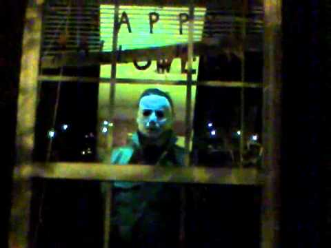 Michael Myers window display - YouTube