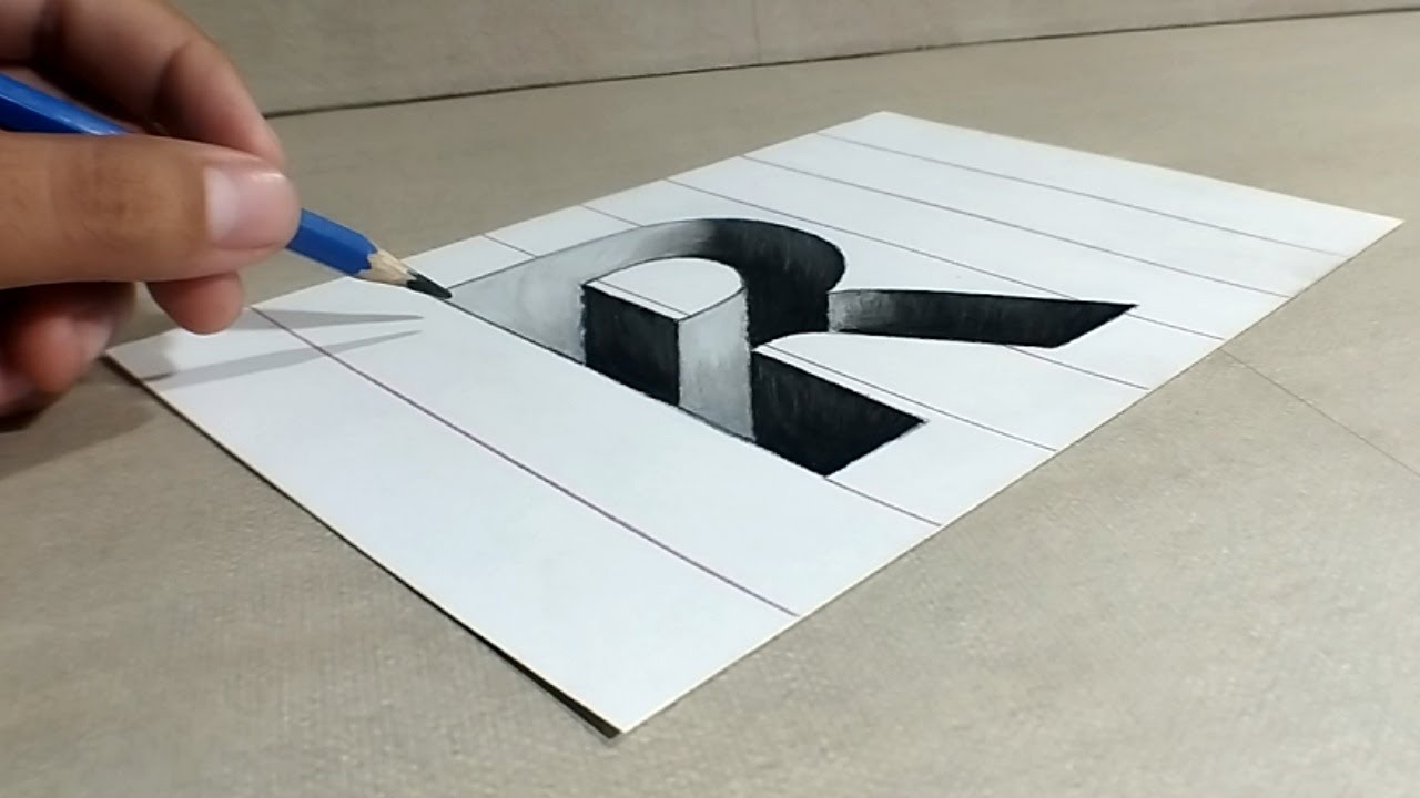 🟢 Dibujos 3D 👉 Como dibujar la letra R en un agujero - ilusión 3d - YouTube