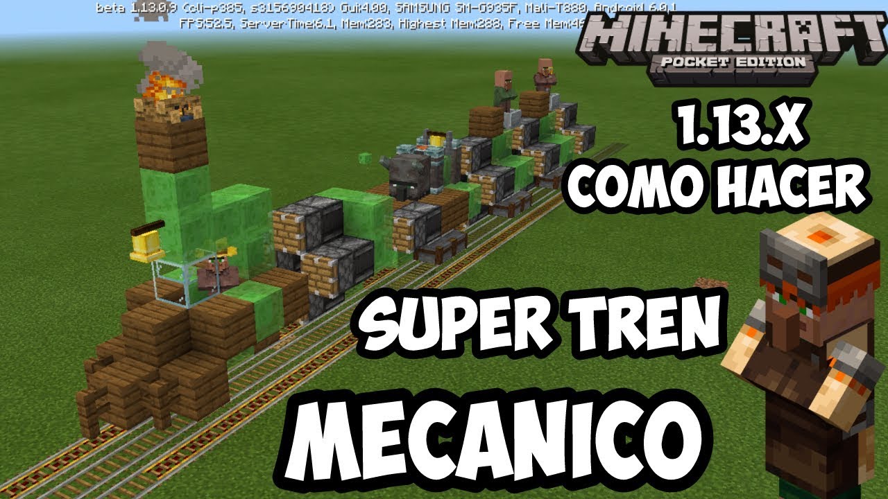 Como hacer Super Tren mecánico Minecraft Pocket Edition 1.13.X lol xD ...