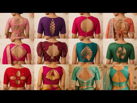 Very beautiful silk blouse | Boat neck  images | Viral blouse back neck collections trending blouse 