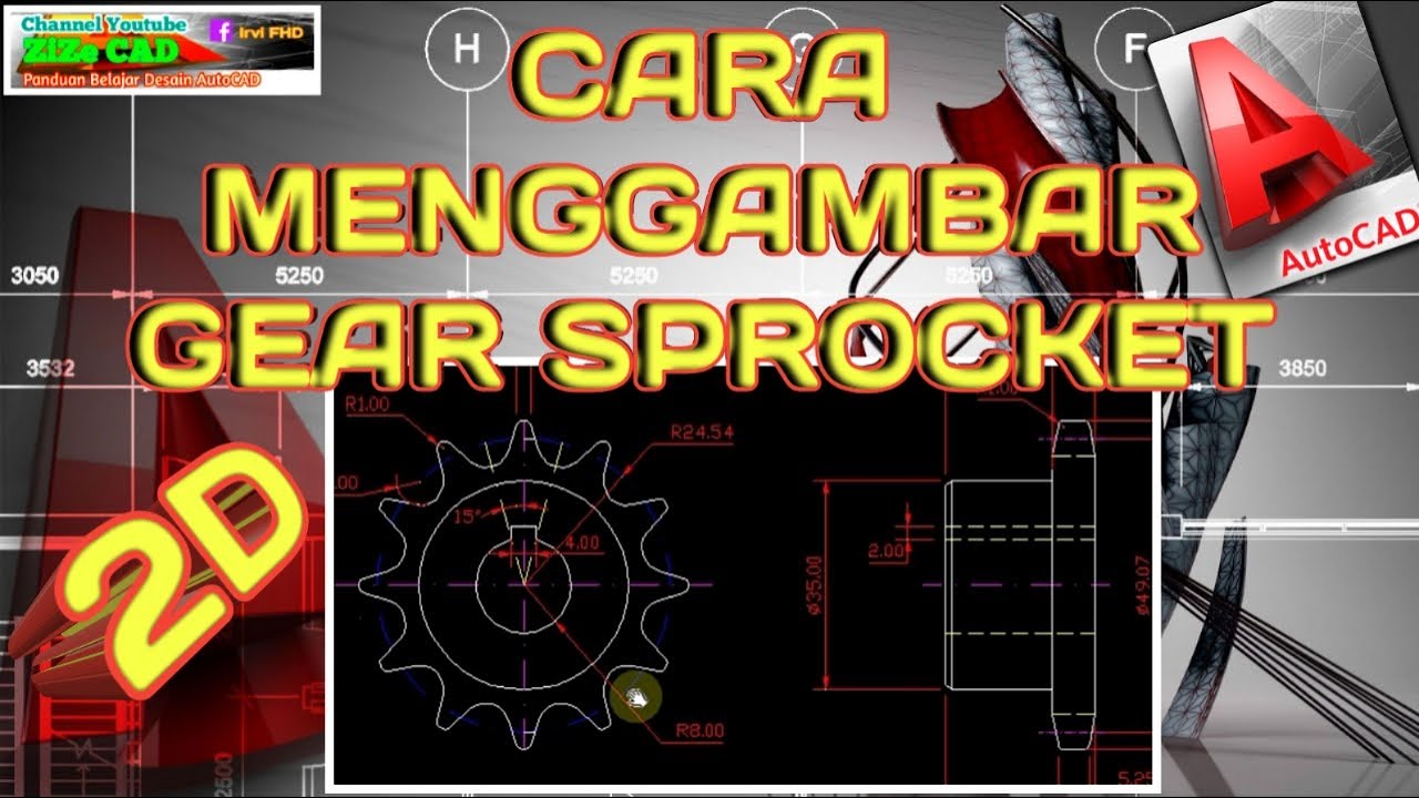 MENGGAMBAR SPROCKET DI AUTOCAD || GEAR SPROCKET - YouTube