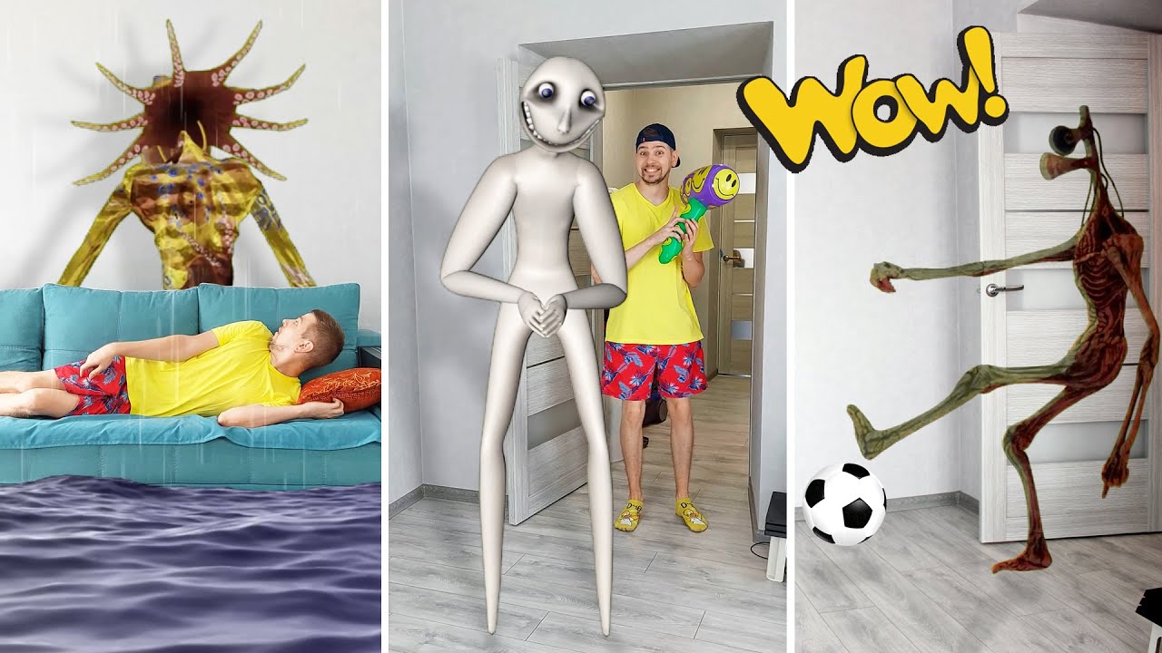 Siren Head Team, Man from the Window, Angry Pacman in real life ...