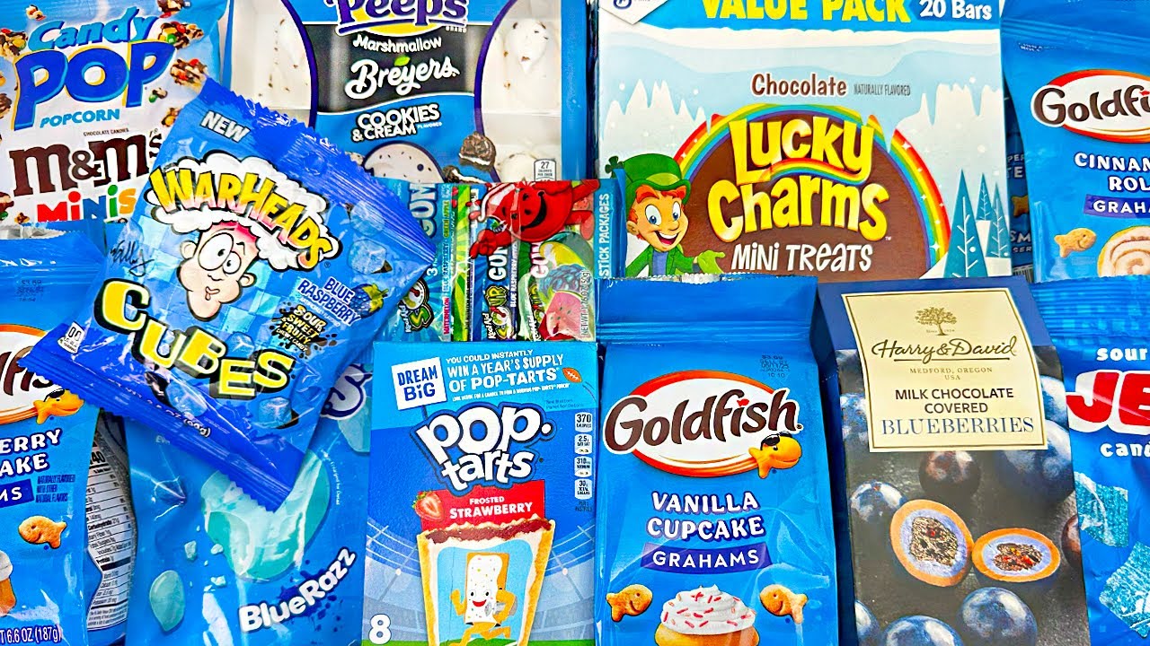 NEW BLUE SNACKS Goldfish Grahams, Peeps Breyers Cookies Cream ...