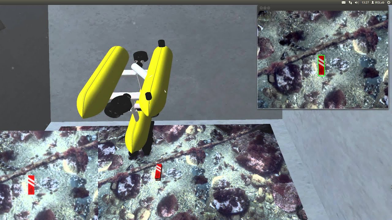 UWSim underwater current benchmark with PI controller - YouTube