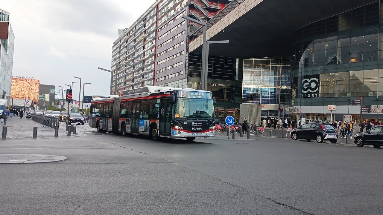 ilevia compilation à l'arrêt gare Lille Flandres iveco urbanway 12 ...