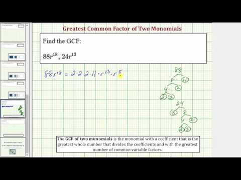 Ex: Determine the GCF of Two Monomials (One Variables) - YouTube