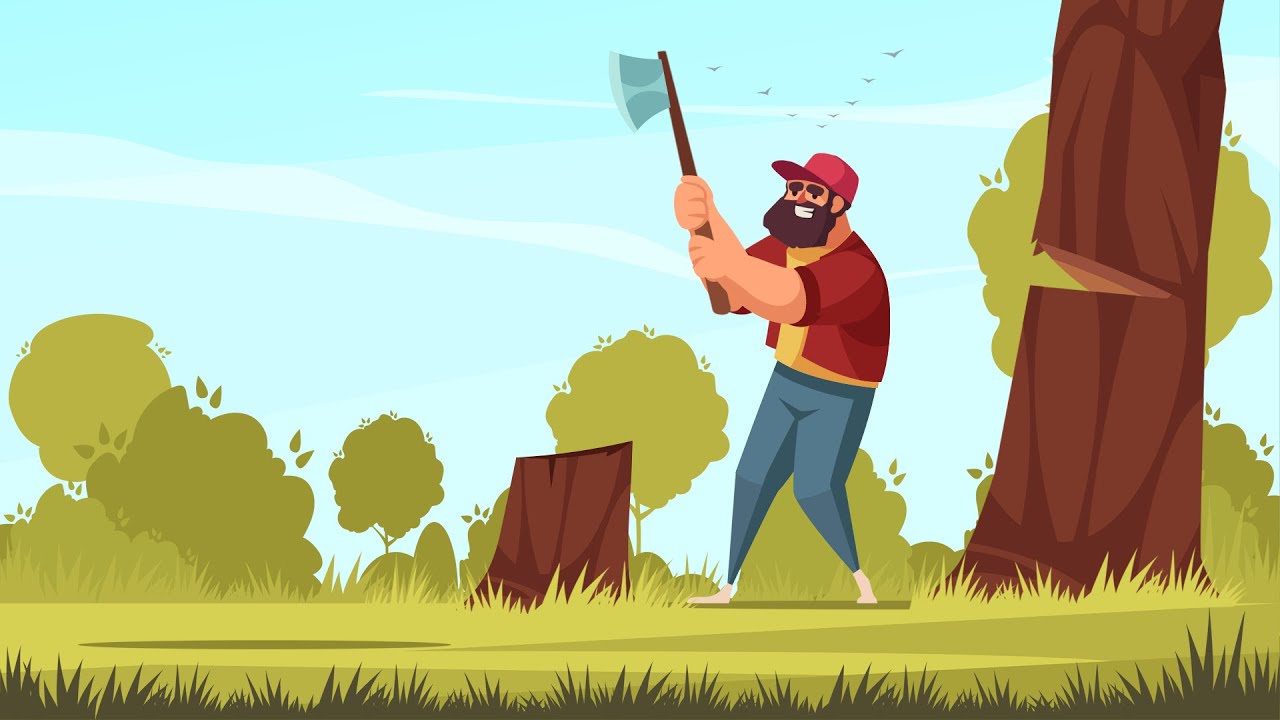 LumberJack Character Animation With Relaxing Sound Effects - YouTube