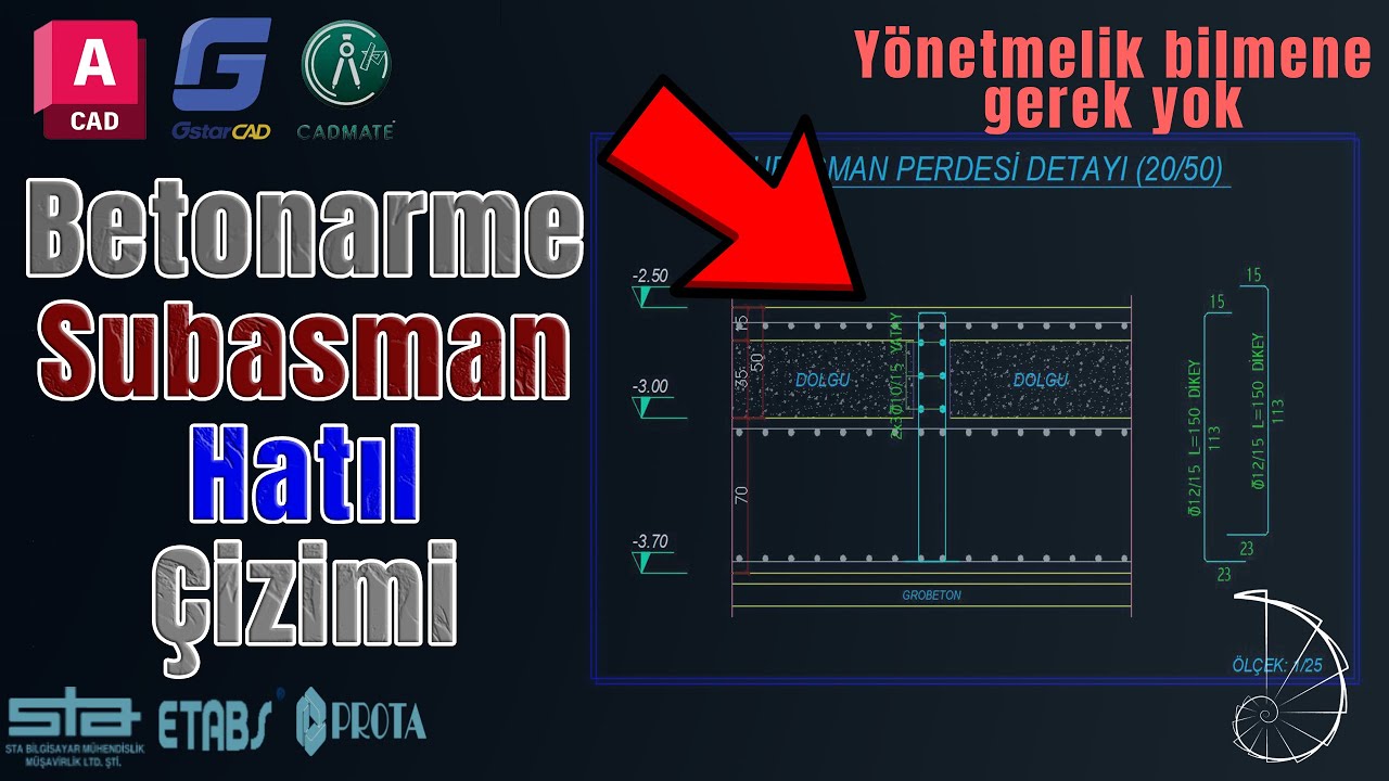 Betonarme Subasman Perdesi Donatı Detayı Nasıl Çizilir? #autolisp # ...
