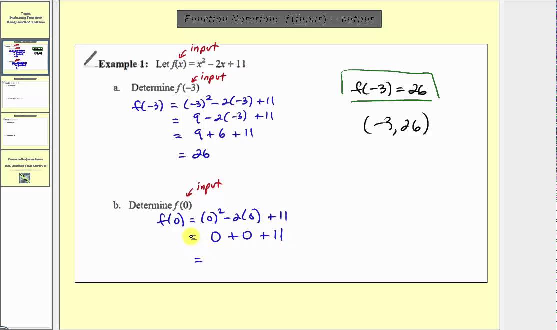 Evaluating Functions Using Function Notation L9 3 YouTube