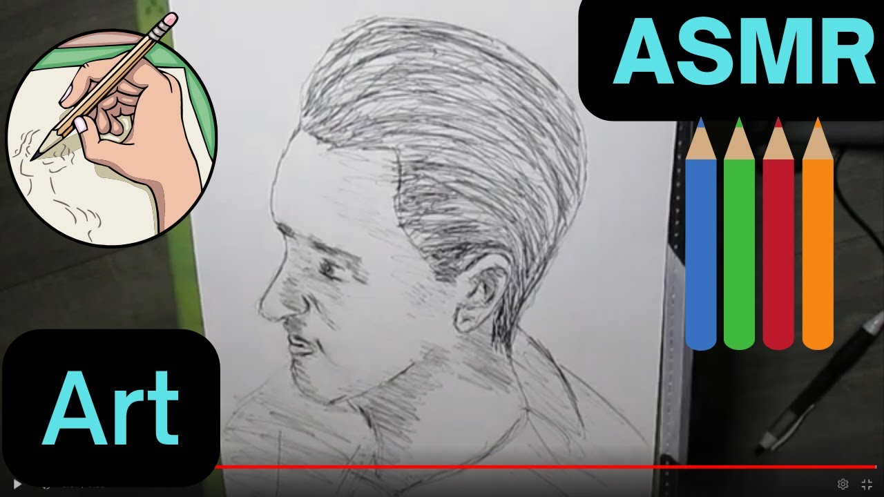 ASMR Relaxing Slick Back Hair Drawing Portrait For Calming Sleep - YouTube
