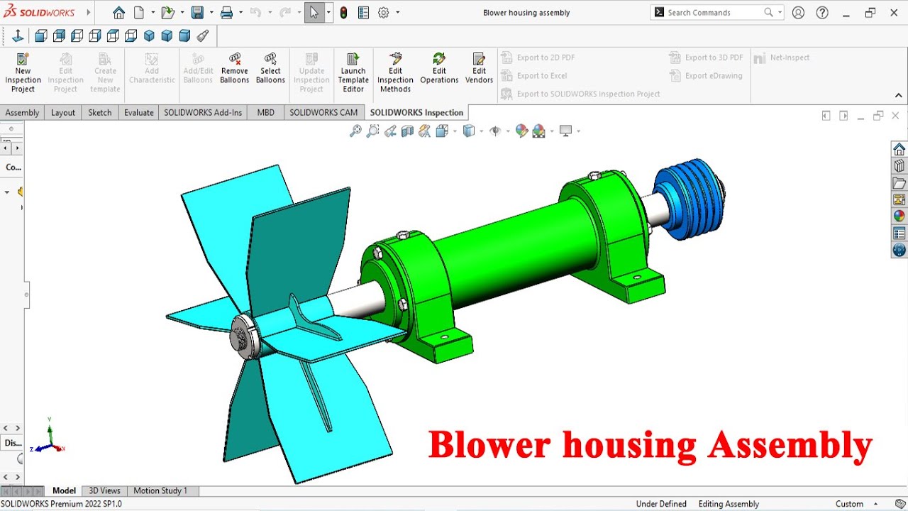 Solidworks tutorial । Tutorial Blower housing assembly and parts ...