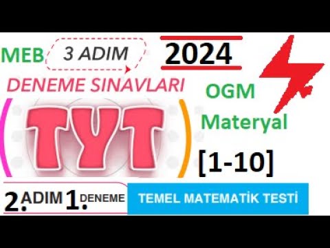 3 Adım Deneme Sınavları | TYT | 2. Adım 1. Deneme | Matematik | Temel Matematik Testi | MEB | 2024