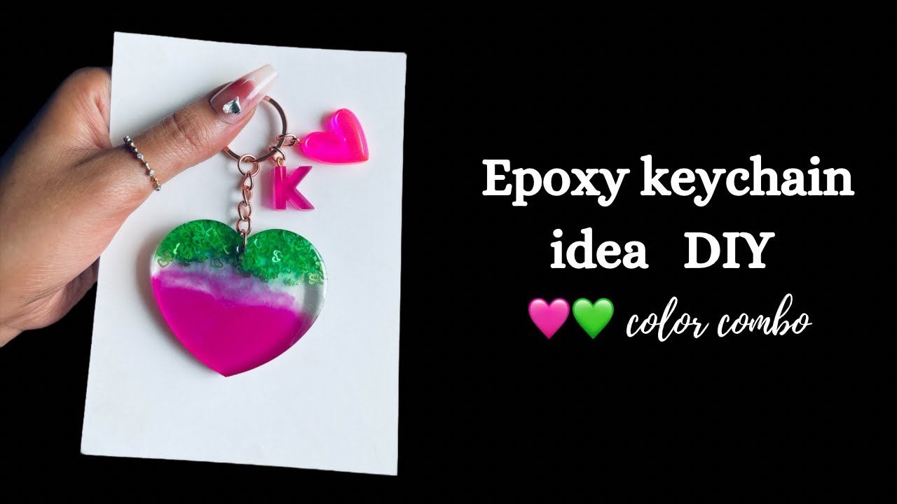 Epoxy keychain idea 💕💚 color combo ^^, resin crafts - YouTube