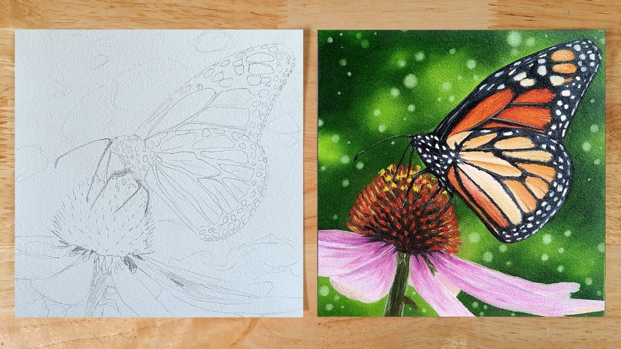 Butterfly & Cone Flower Oil Painting Time Lapse | Still Life - YouTube