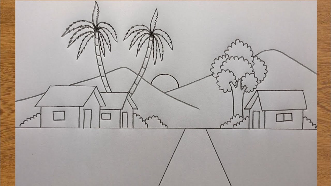 Cara Menggambar Pemandangan Gunung yang Mudah || How to Draw Easy ...