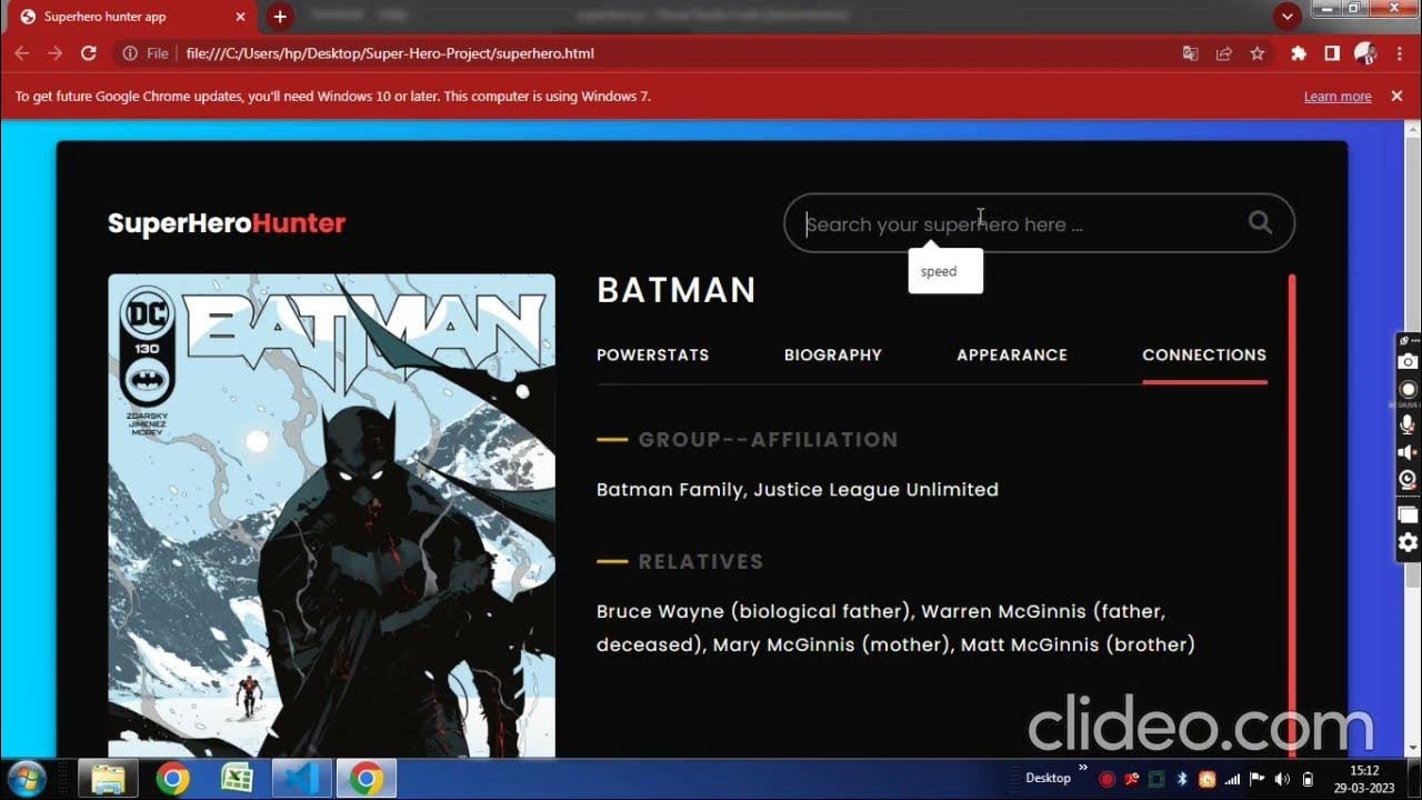 Project : - Super Hero Hunter Project using HTML, CSS and Javascript. - YouTube