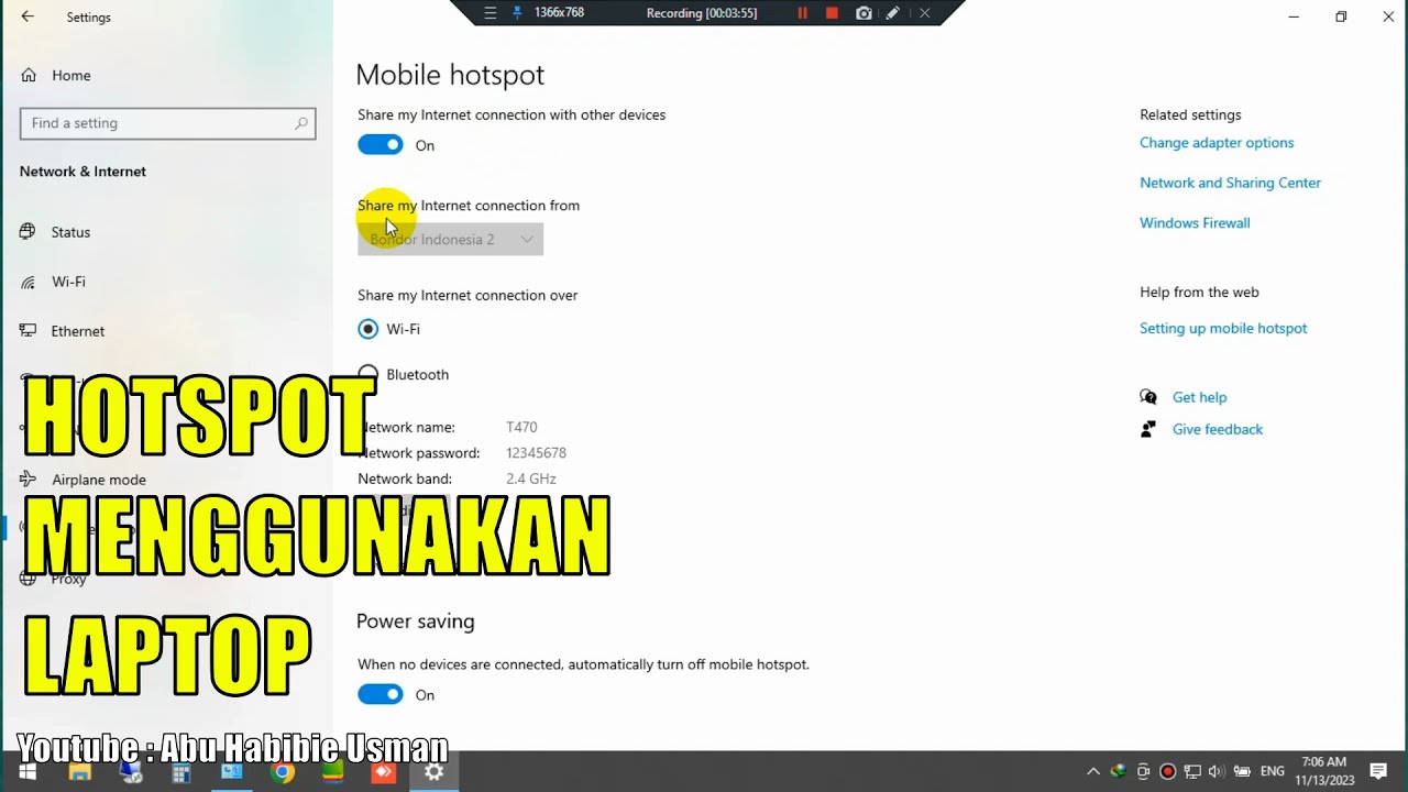 CARA BERBAGI INTERNET ATAU TETHERING MENGGUNAKAN HOTSPOT DI LAPTOP ATAU ...