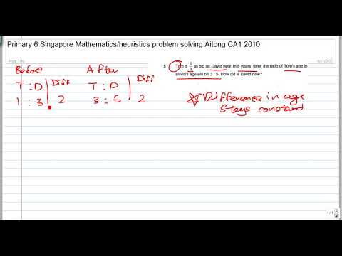 primary 6 Singapore mathematics heuristics : Unchanged Difference ...