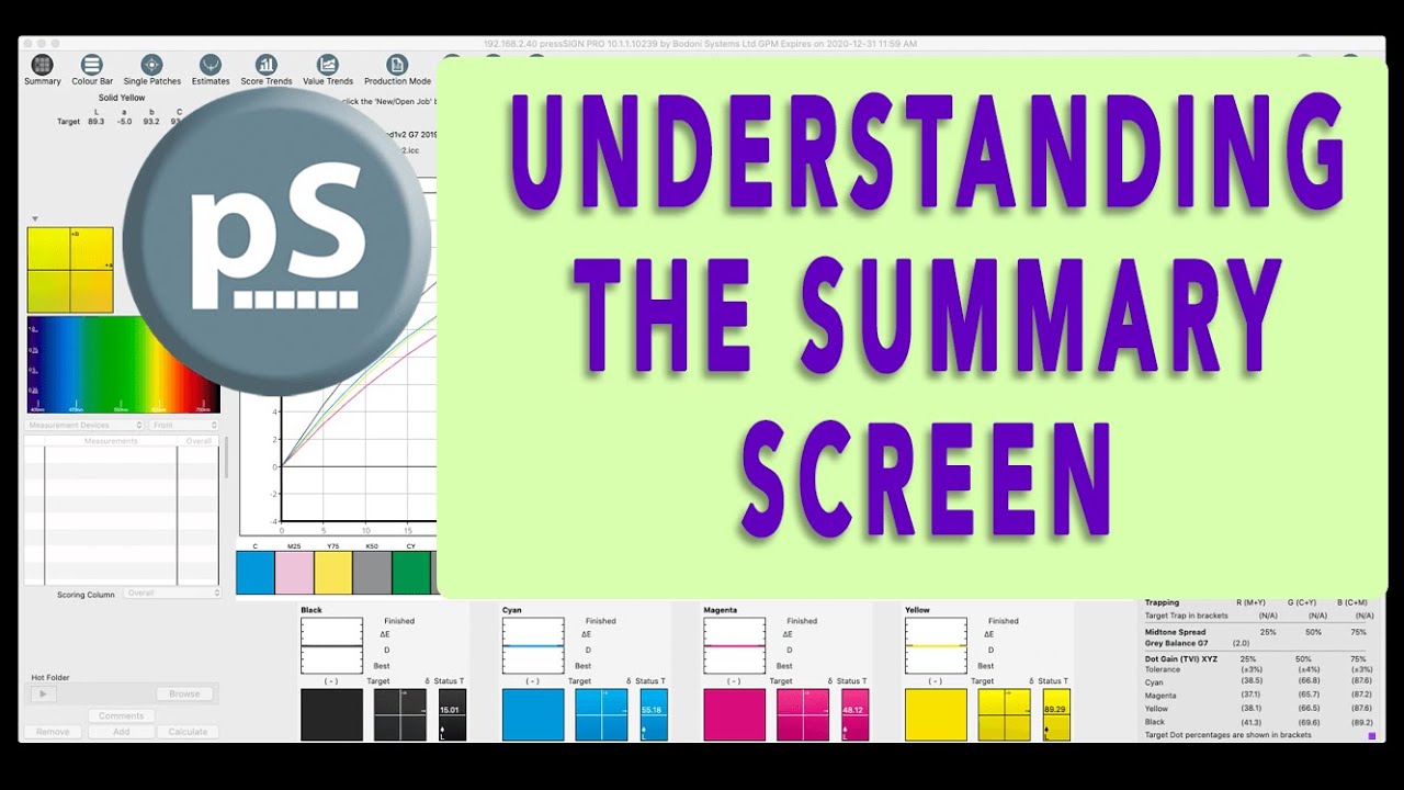 Understanding pressSIGN Summary Screen Values - YouTube