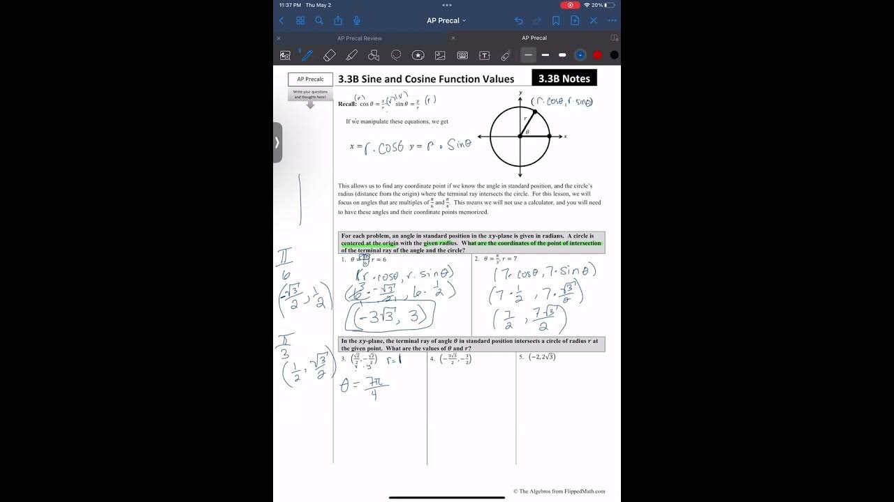 AP Precalculus - 3.3B: Sine and Cosine Function Values - YouTube
