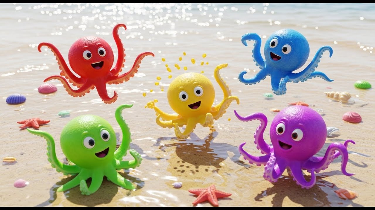 Five Little Octopuses Wave Wave Wave | Underwater Fun & Counting Song ...
